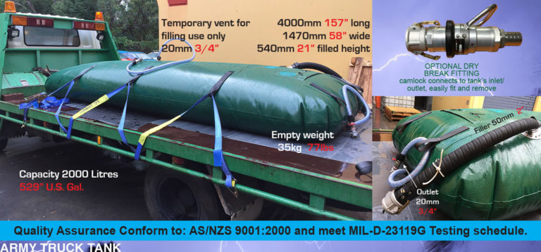 Flexible Truck Transport Fuel & Water Tanks – Emergency Bladders